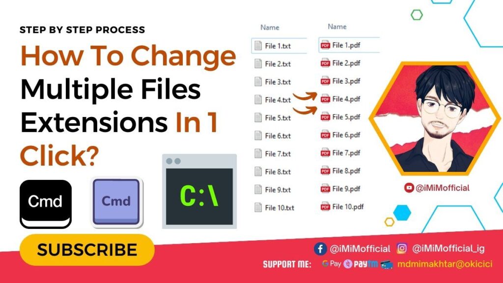 How to Rename File Extension in Bulk? Change Multiple Files Type In 1 Line on Command Prompt ...
